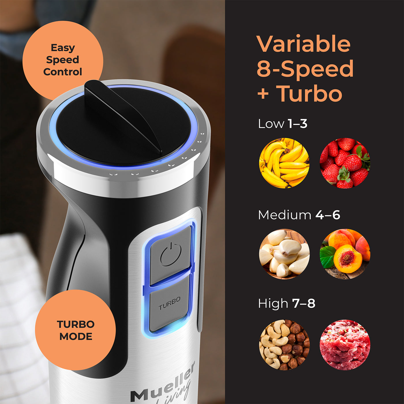 MuellerLiving Immersion Blender Stick with 3 Accessories – Mueller Living